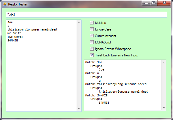 Input Validation using Regular Expressions