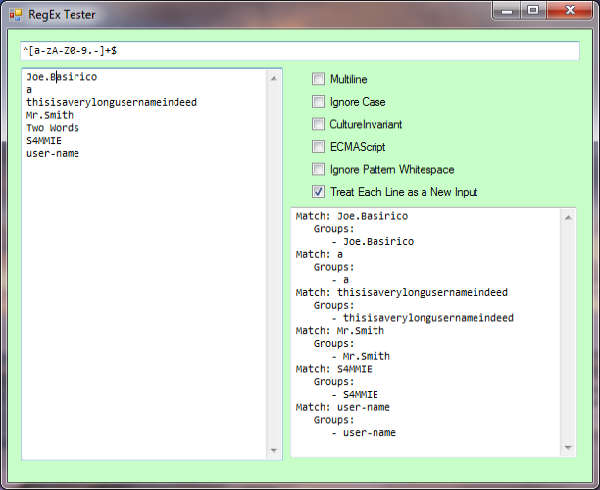 Input Validation using Regular Expressions